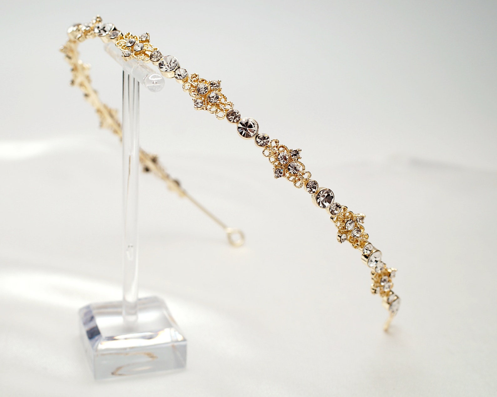 Yellow Gold Wedding Headband, Crystal Bridal Hair Band, Gold Wedding ...