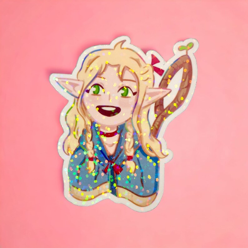 Holographic Marcille Sticker Water-resistant Dungeon Meshi Anime Art ...