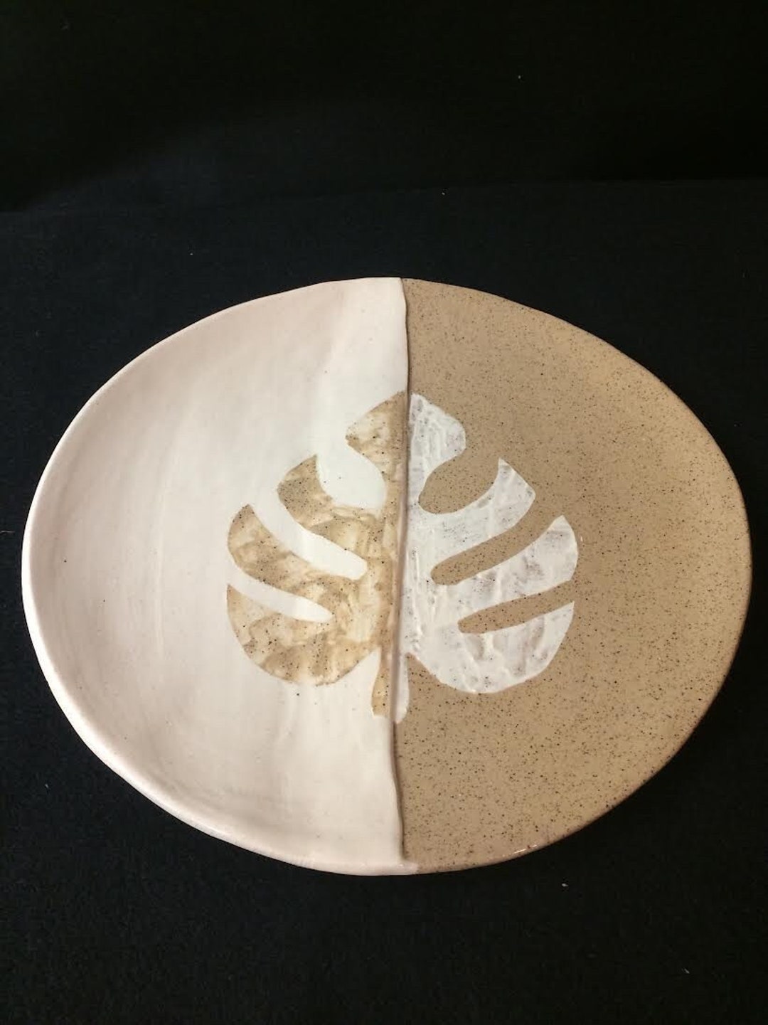 Two-tone 10" Leaf Design Plate - Etsy