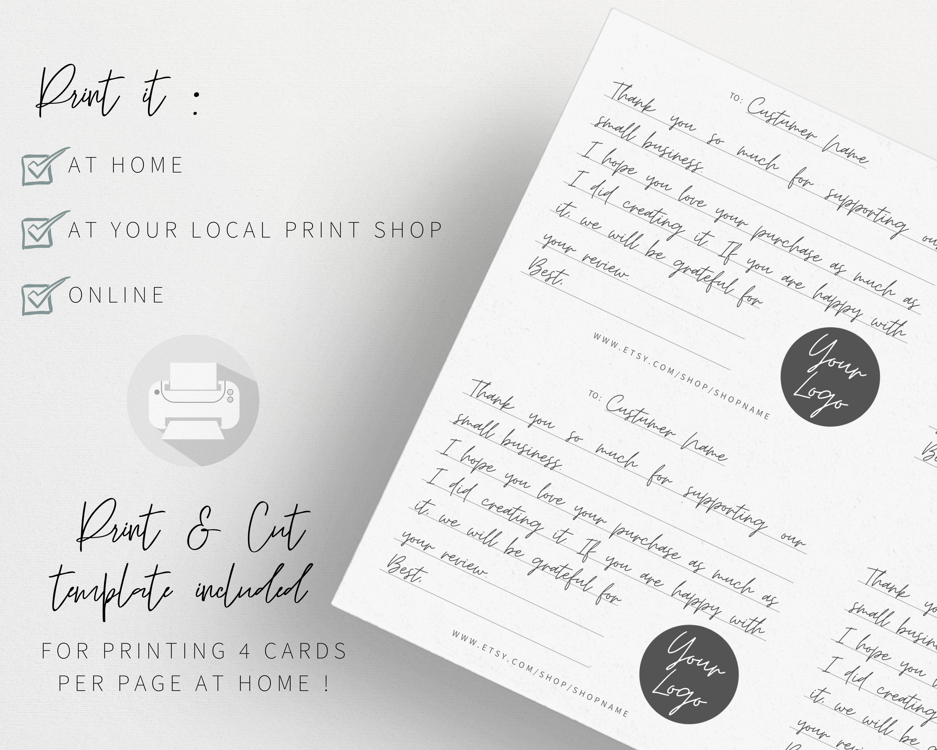 Paper & Party Supplies Instant Download Packaging Insert Add-on ...