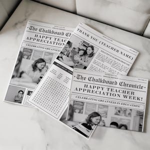 Editable Teacher Appreciation Newspaper Canva Template, Canva Gift ...