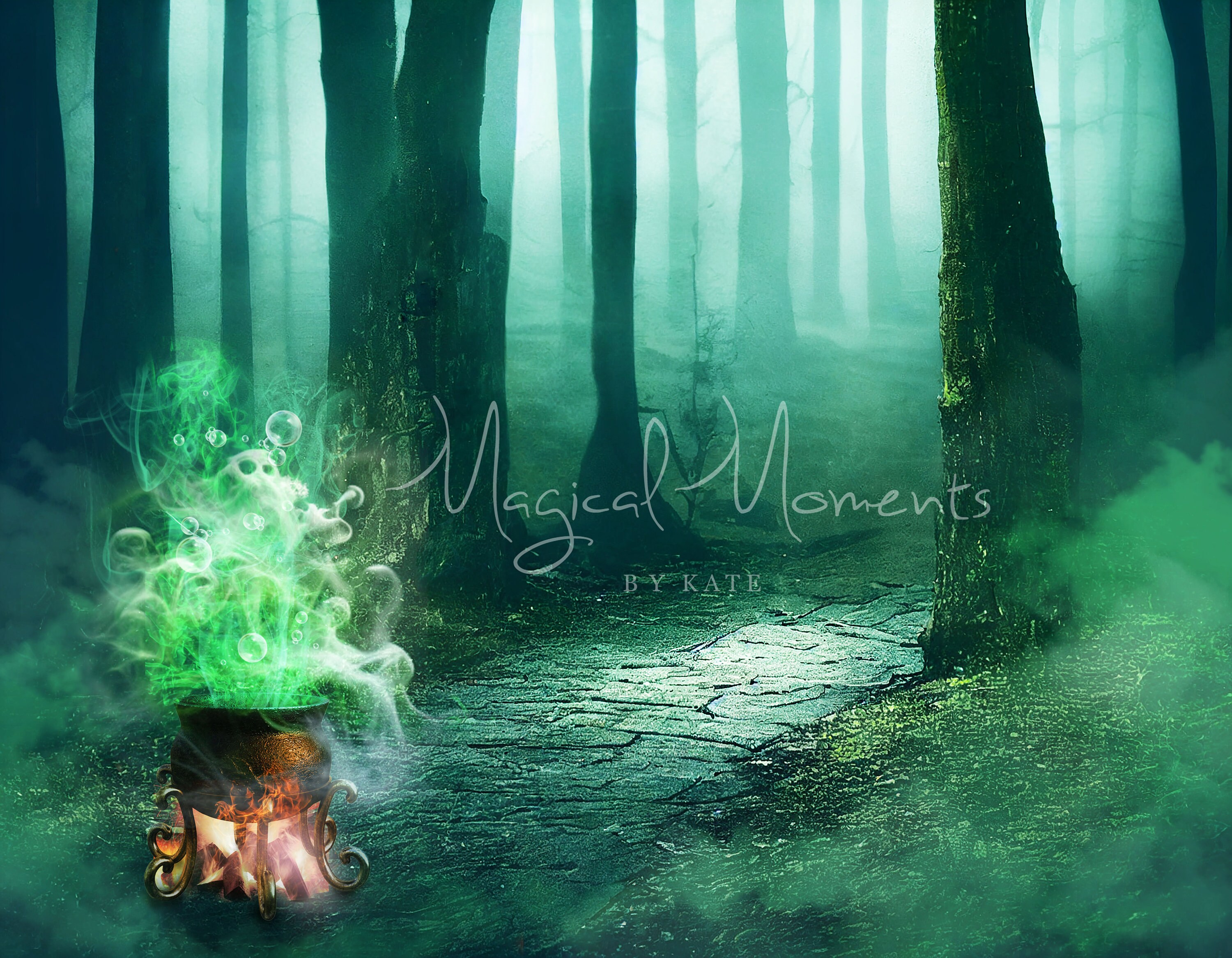 Halloween Digital Background. Witch Cauldron in the Woods - Etsy Australia