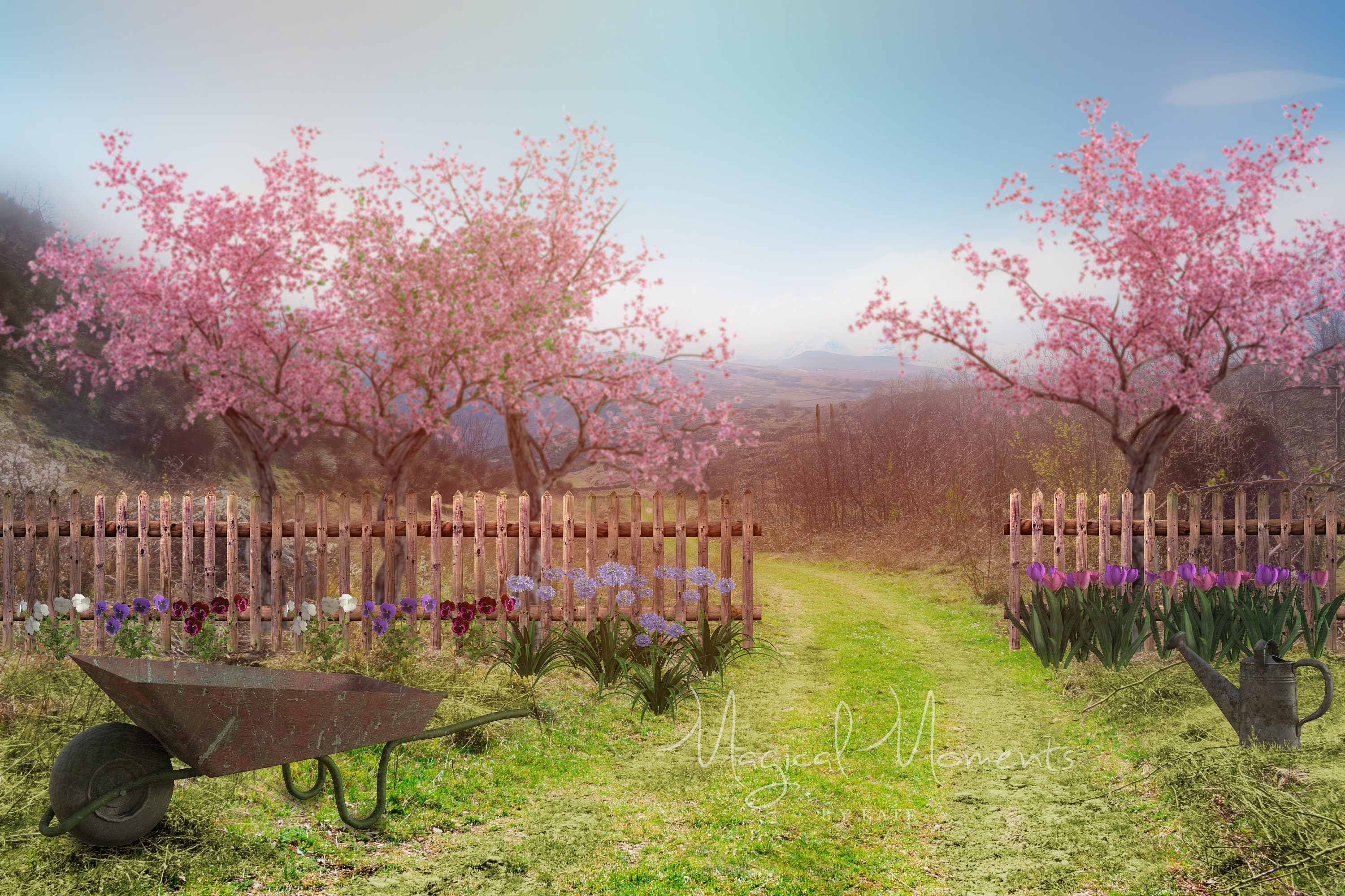 Spring Garden Digital Background. Blossom and Flowers Digital - Etsy Canada