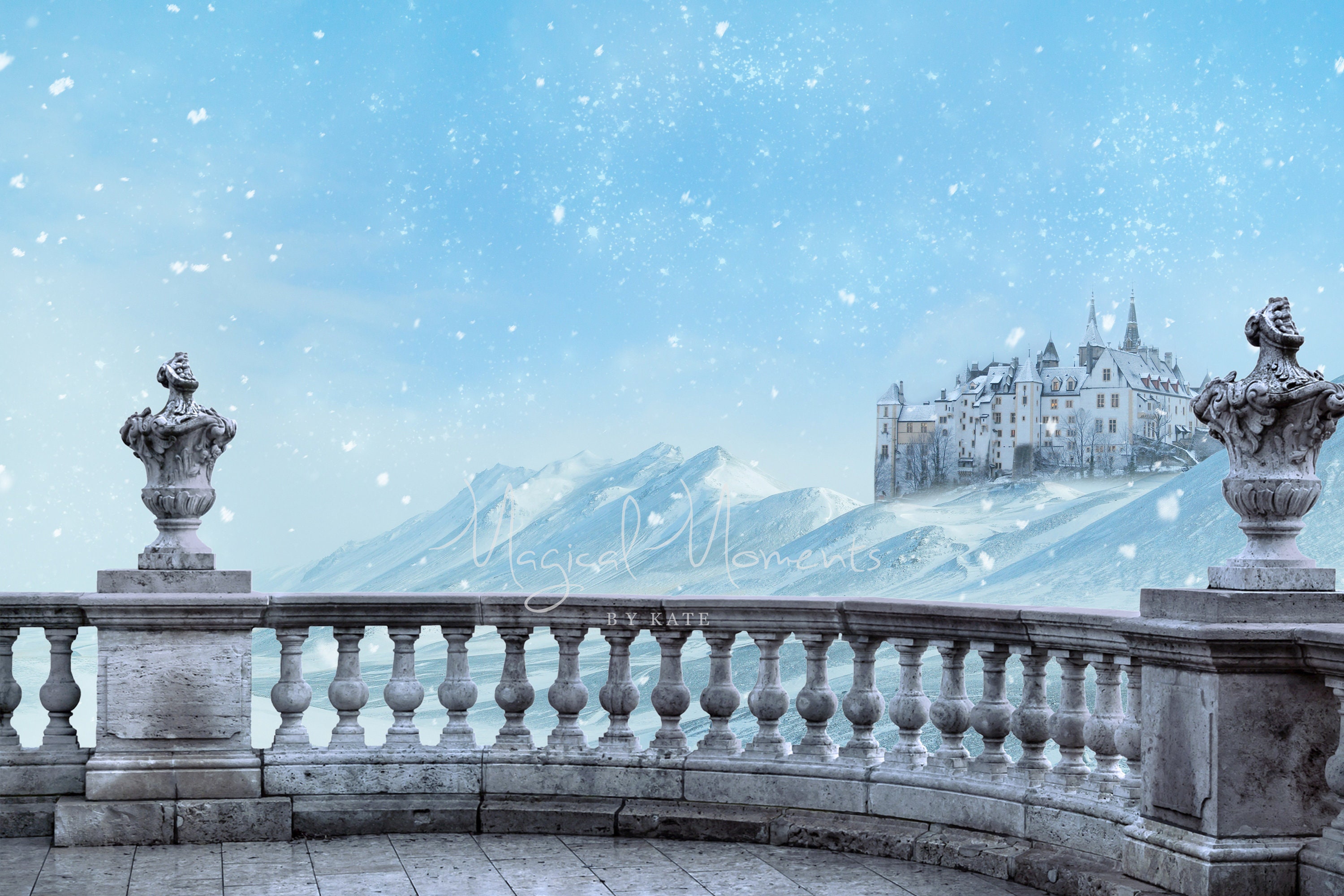 Frozen Balcony Digital Background. Winter Snow Scene Digital | Etsy