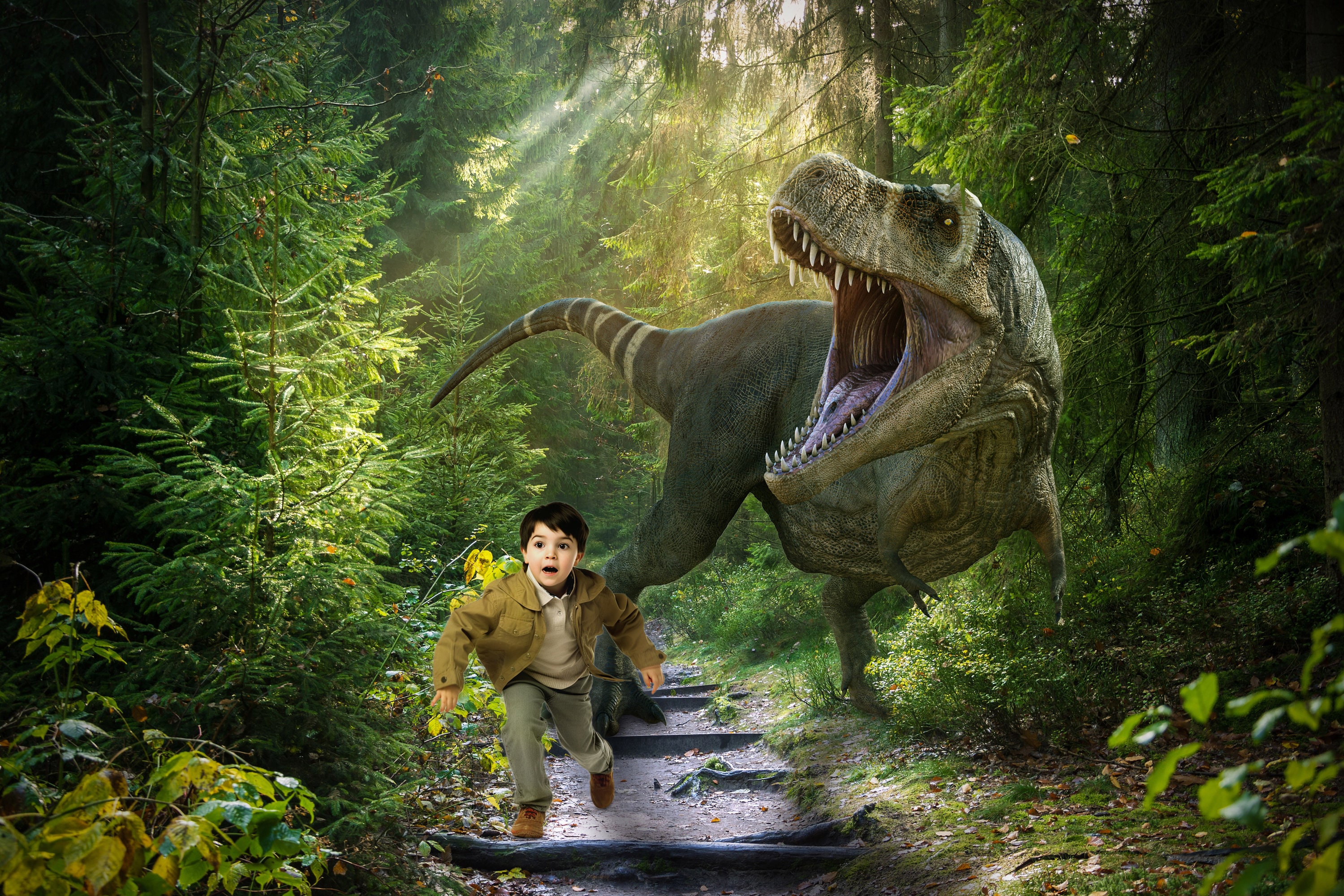 Dinosaur Tyrannosaurus Rex Digital Background Trex in Forest Backdrop ...