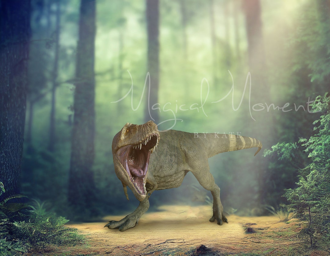 Dinosaur in the Forest Digital Background. T-rex Digital Backdrop for ...