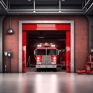 3 PACK! Firehouse Digital Background. Fire Truck Digital Backdrops for ...