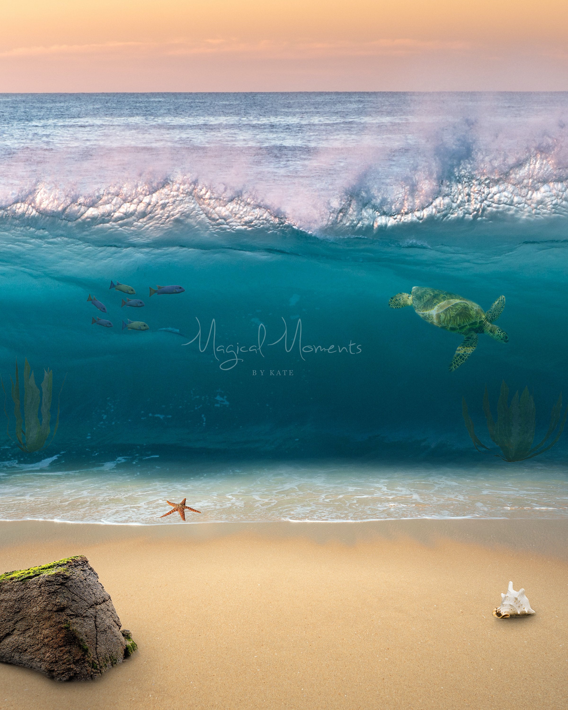 Sunset Beach Digital Background. Mermaid Pirate Digital - Etsy