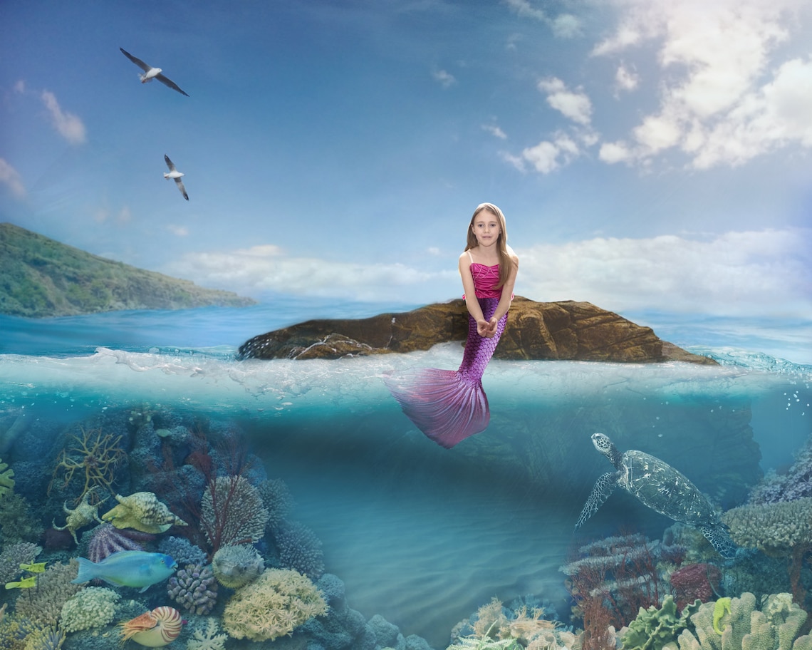 Underwater Mermaid Scene Digital Background. Ideal for | Etsy