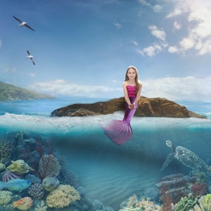 Underwater Mermaid Scene Digital Background. Ideal for Mermaids ...