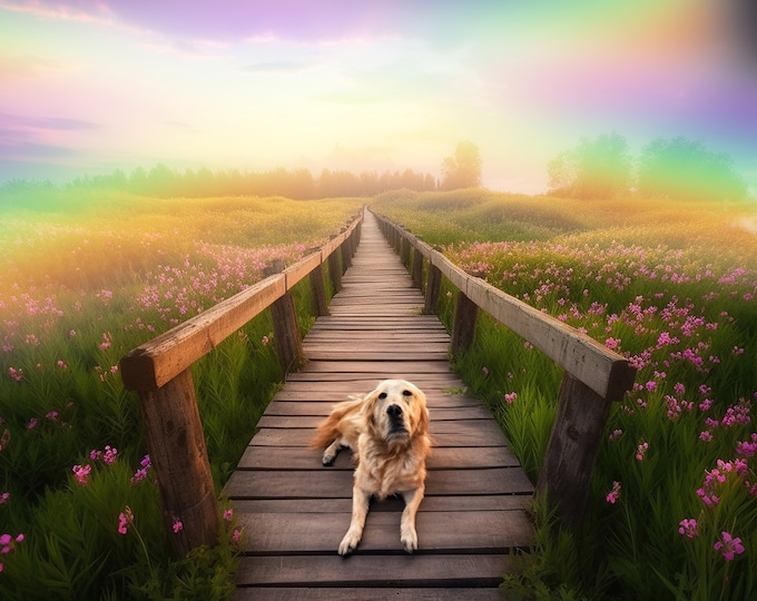 Rainbow Bridge Pet Sympathy Fine Art Print - Etsy