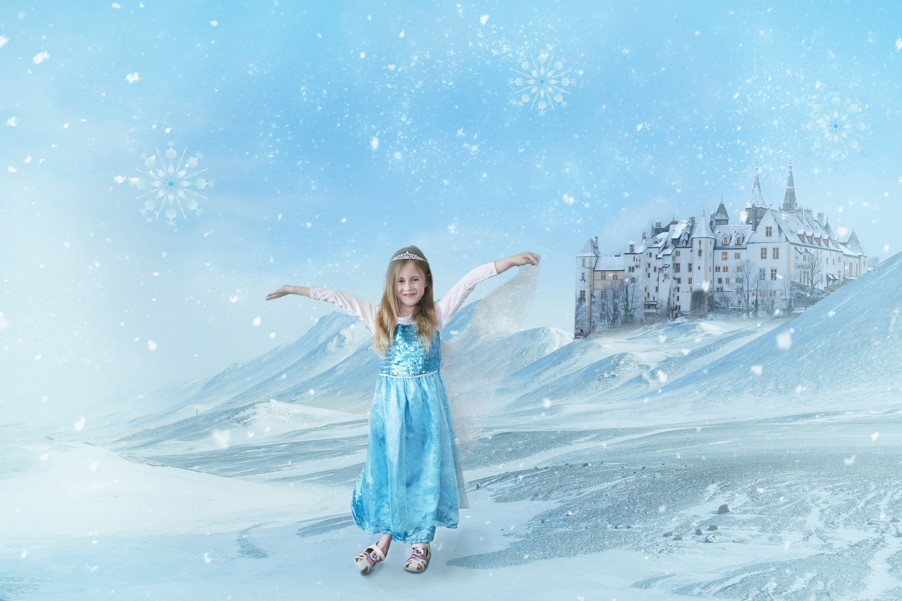 Frozen Digital Background. Castle Backdrop With Snowflakes and - Etsy ...