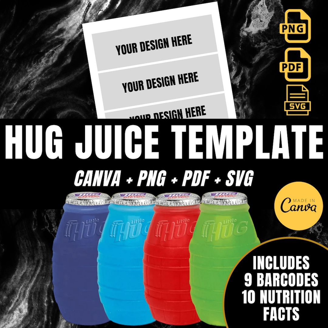 Little Hug Fruit Barrel Juice Label Template, Party Favor Template ...