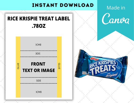 Rice Krispies Treat Label Template Rice Krispie Treat Etsy