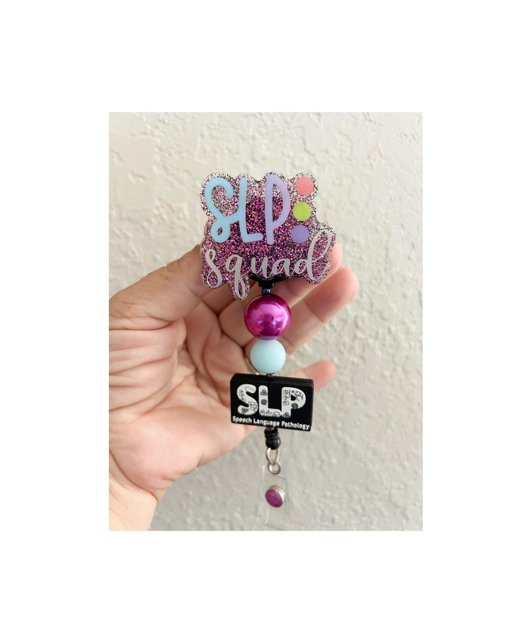 SLP Squad Badge Reel, SLP Squad Beaded Badge Reel, Speech Language ...
