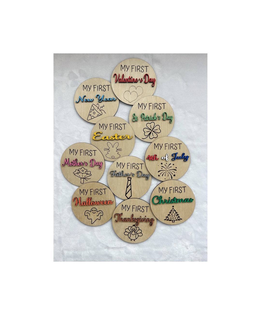 Babys First Holidays Milestones, 4-inch Wooden Baby Milestones, 4-inch ...