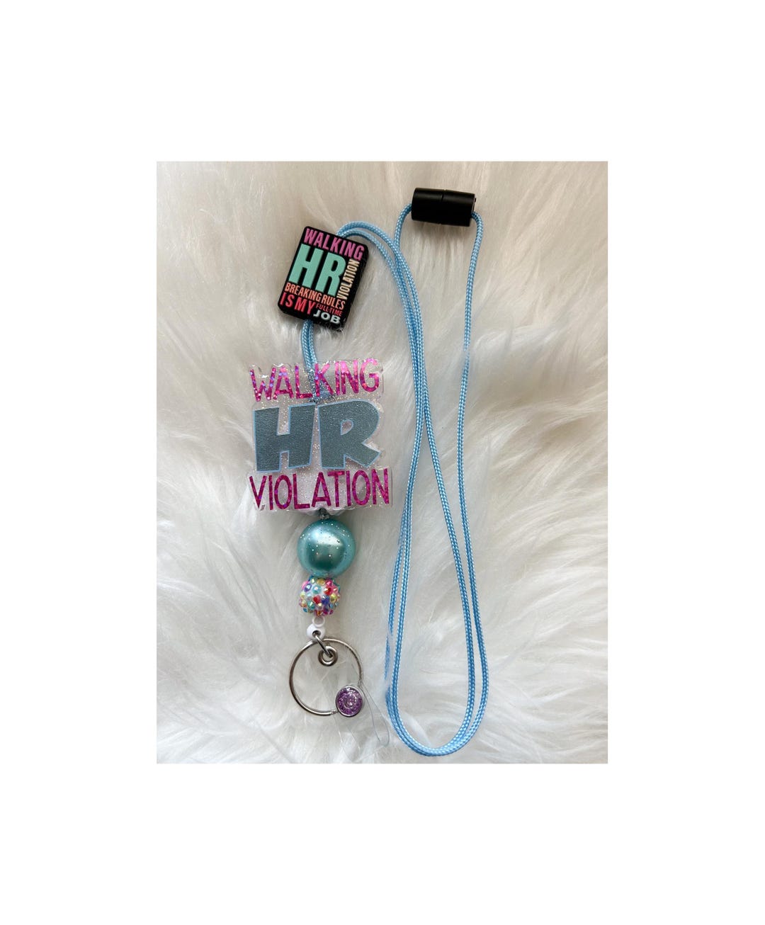 Walking HR Violation Lanyard Badge Reel Combo, Beaded Badge Reel ...