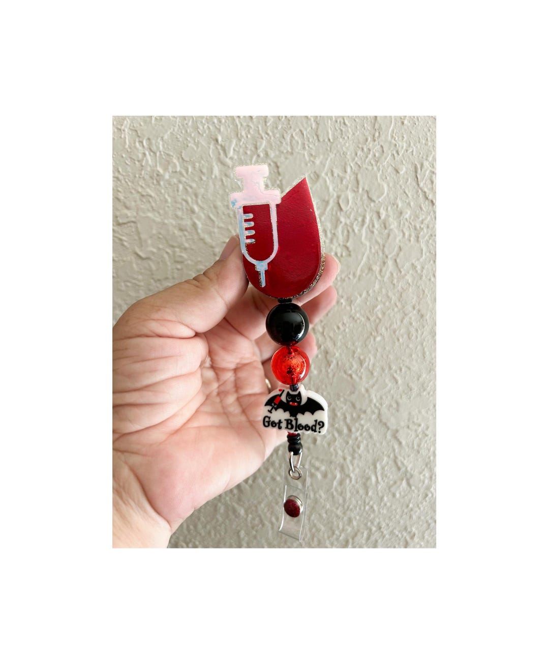Medical Badge Reel, Phlebotomist Badge Reel, Beaded Badge Reel ...