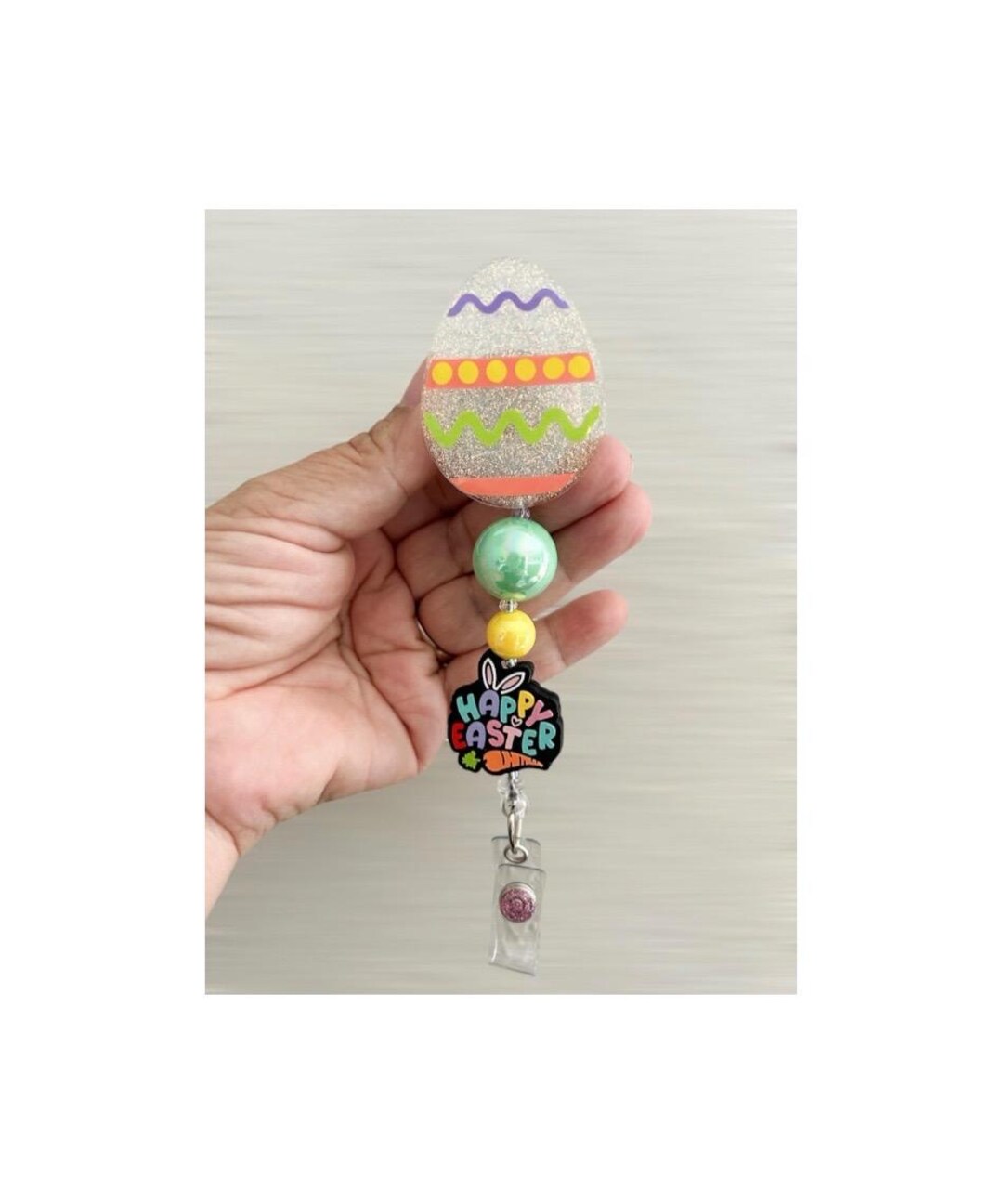 Easter Badge Reel, Beaded Easter Badge Reel, Cute Easter Badge Reel ...