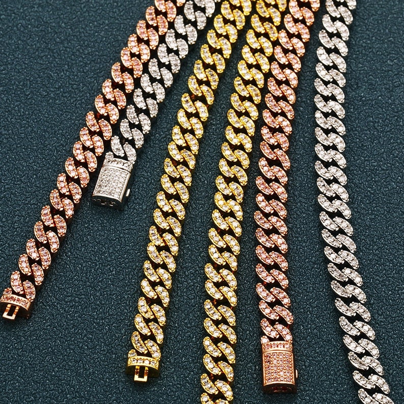 6mm Diamond Miami Cuban Link Chain and Bracelet in 18k White | Etsy