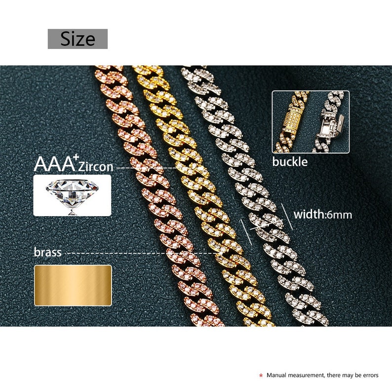 6mm Diamond Miami Cuban Link Chain and Bracelet in 18k White | Etsy