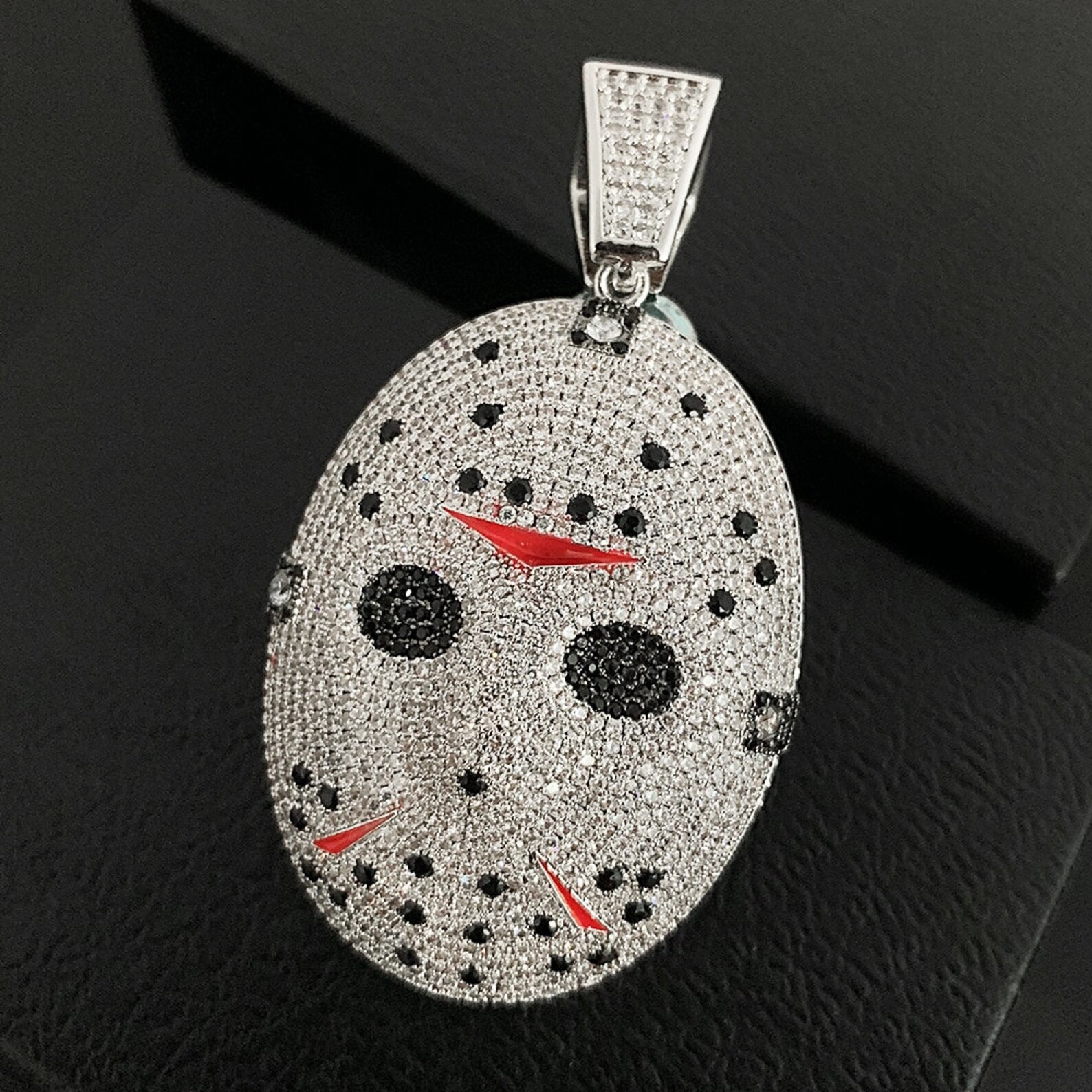 18K Gold Plated Iced Out Jason Mask Pendant / Hip Hop Jewelry | Etsy