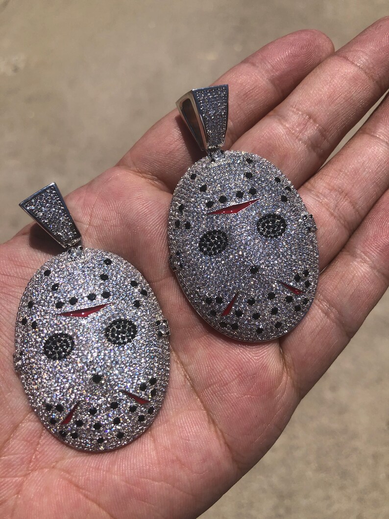 18K Gold Plated Iced Out Jason Mask Pendant / Hip Hop Jewelry | Etsy