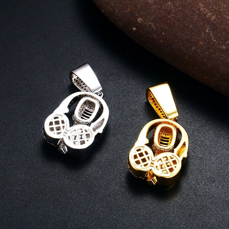 Iced Out Microphone & Headphone Pendant Charm 18k Gold With - Etsy