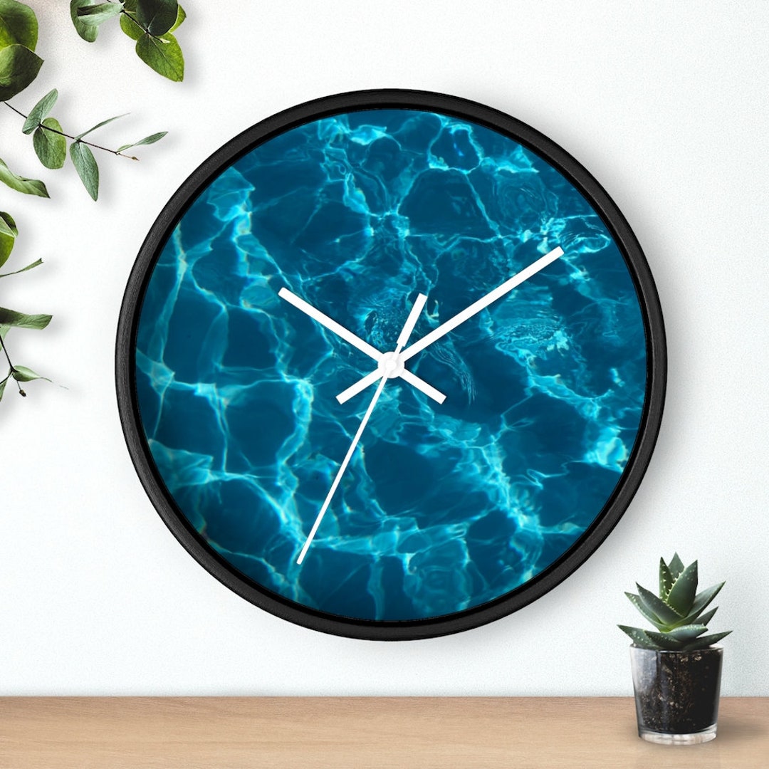 Blue Under Water Clock, Ocean Clock, Water Background, Hand Clock, Wall ...