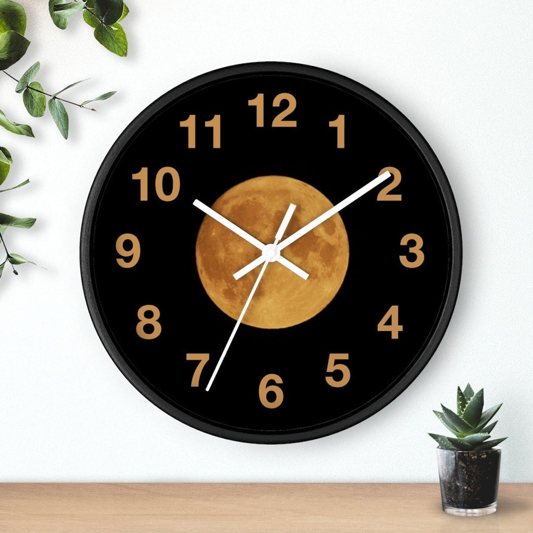 Moon Phase Wall Clock: Silent 10" Round Clock - Etsy