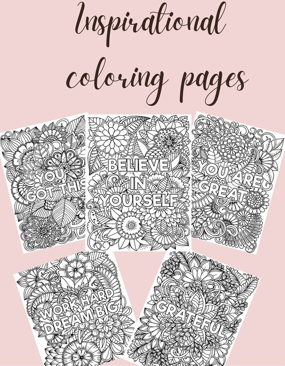 Inspiring Coloring pages with Quotes | Etsy