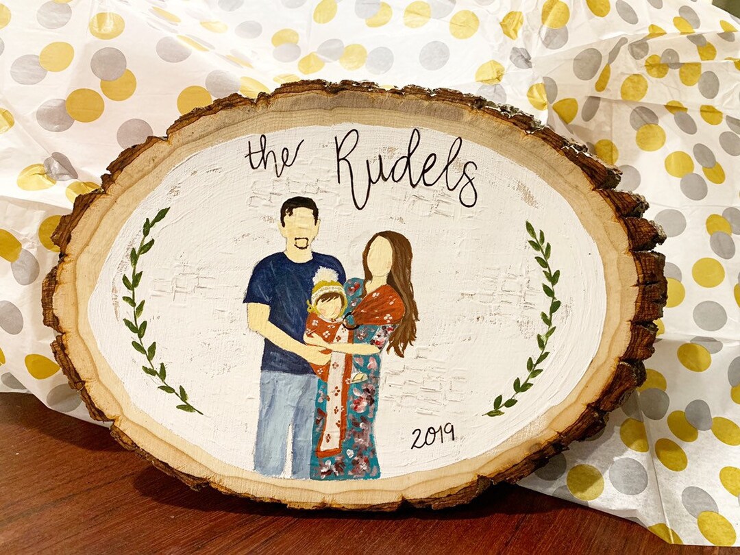 Large Family Portrait Wood Slice - Etsy