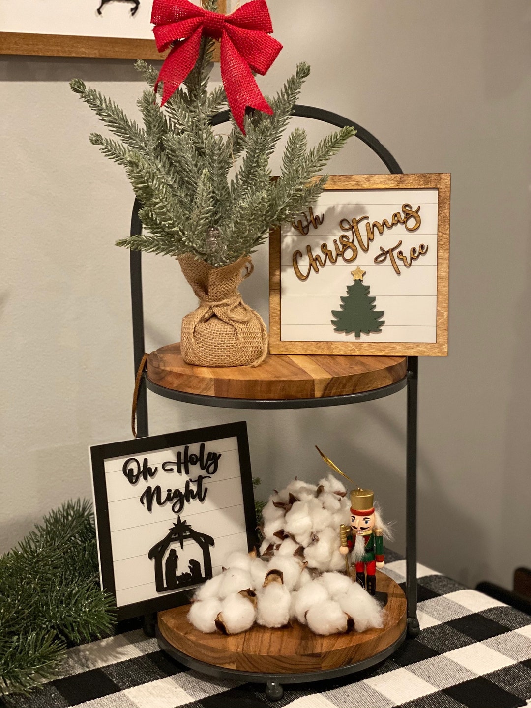 Christmas Tired Tray Nativity Christmas Tree Farmhouse Rustic Wooden ...