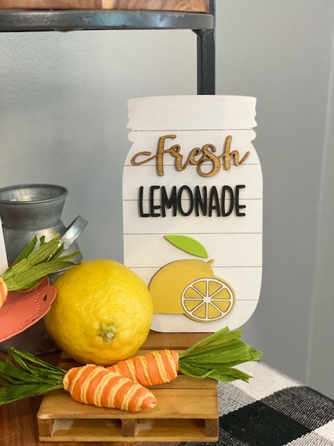 Mini Shiplap Mason Jar - Fresh Lemons | Shiplap | Farmhouse | Tiered ...