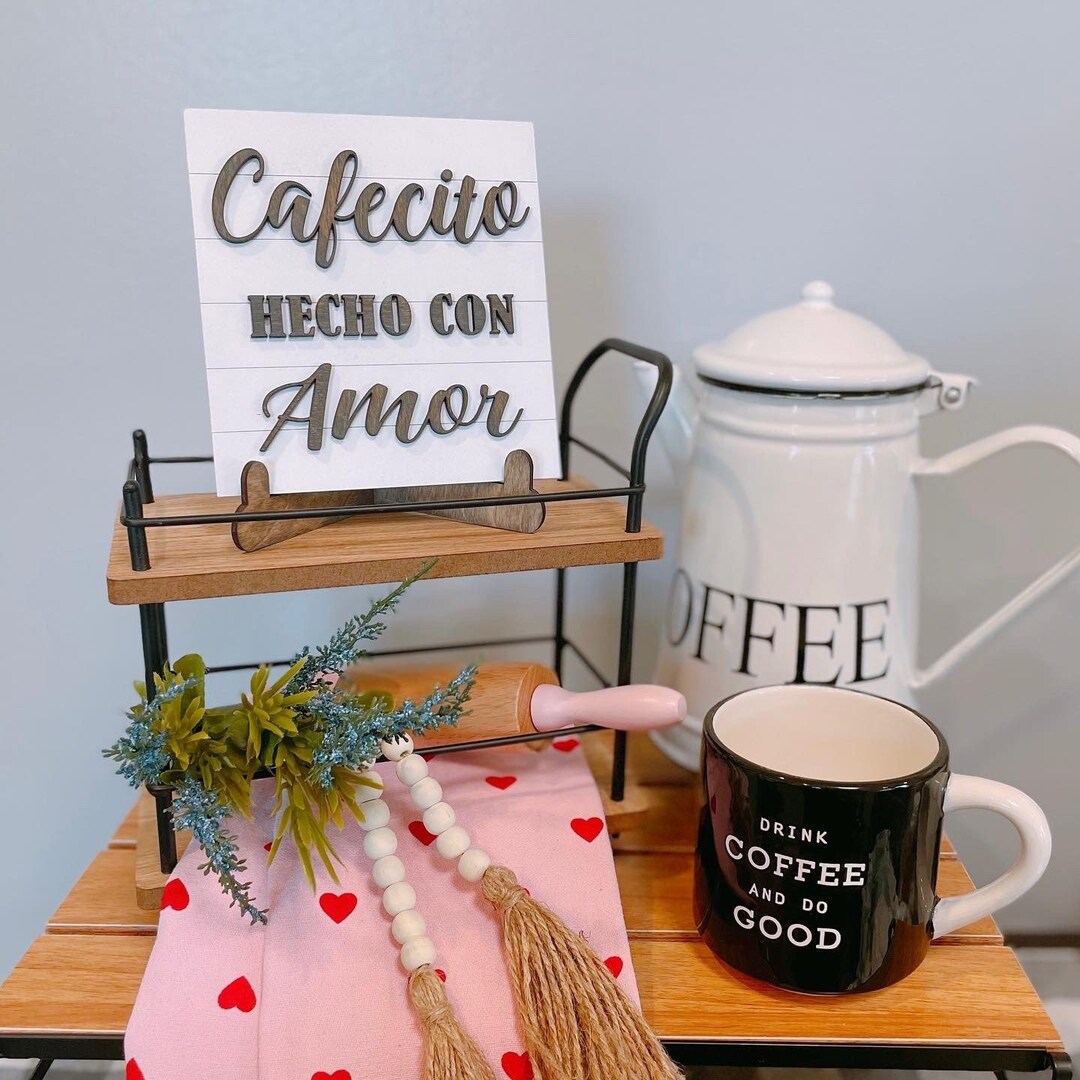 Mini Ship-lap - Cafecito Hecho Con Amor | Kitchen Sign | Farmhouse ...