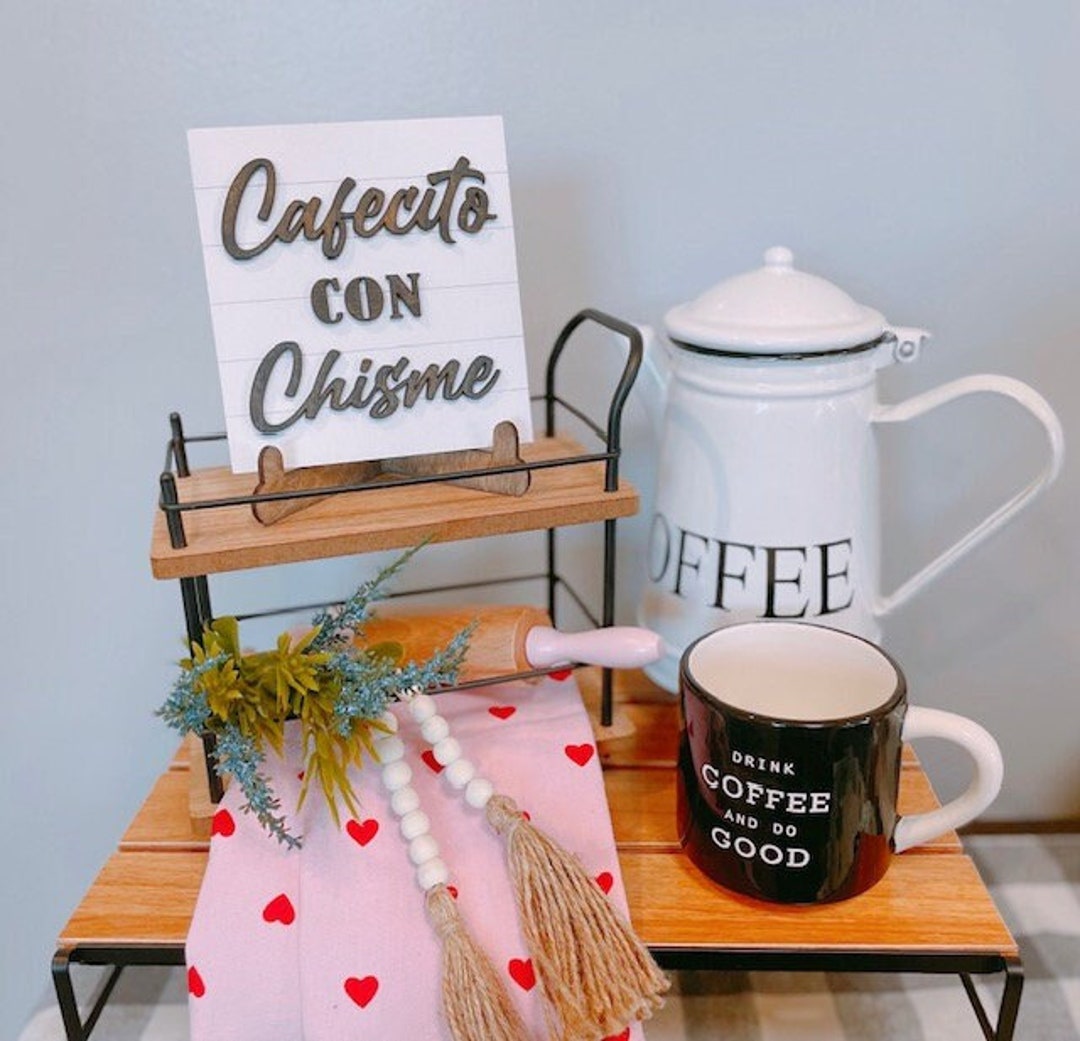 Mini Ship-lap - Cafecito Con Chisme | Kitchen Sign | Farmhouse | Rustic ...