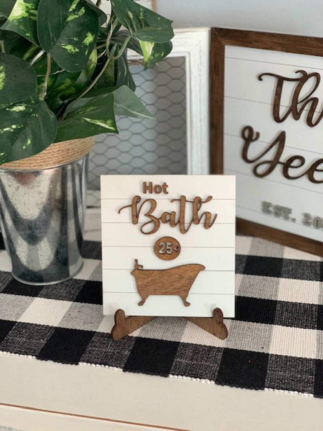 Mini Ship-lap - Hot Bath Sign | Farmhouse | Shiplap | Bathroom Sign ...