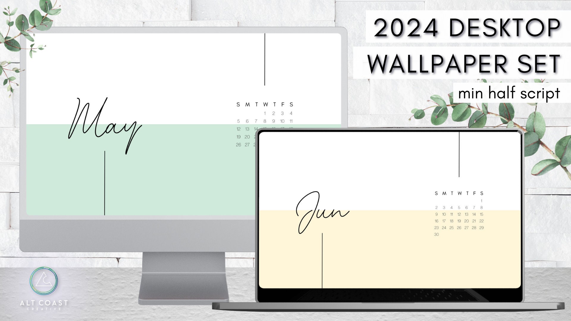 2024 Minimalist Desktop Wallpaper Set Min Half Script Font - Etsy