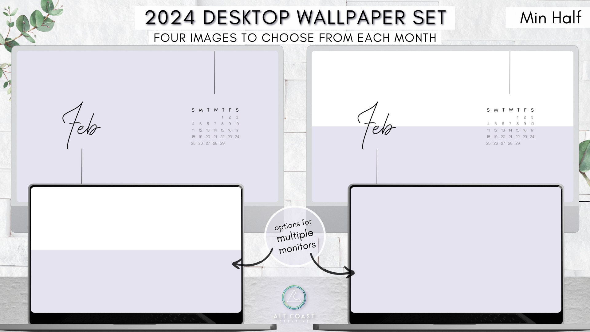2024 Minimalist Desktop Wallpaper Set Min Half Script Font - Etsy