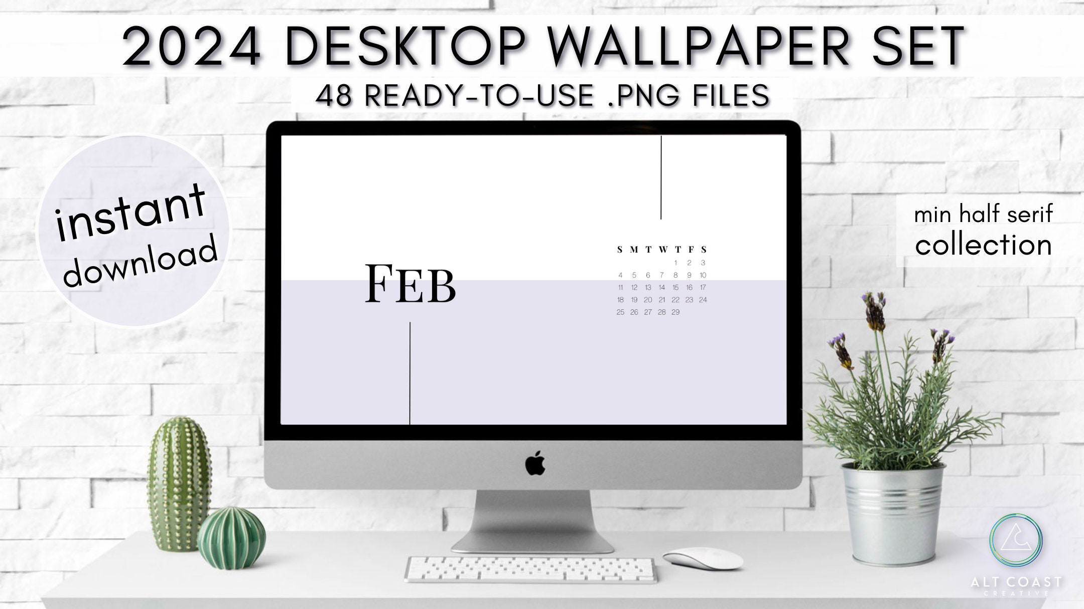 2024 Minimalist Desktop Wallpaper Set Min Half Serif Font - Etsy