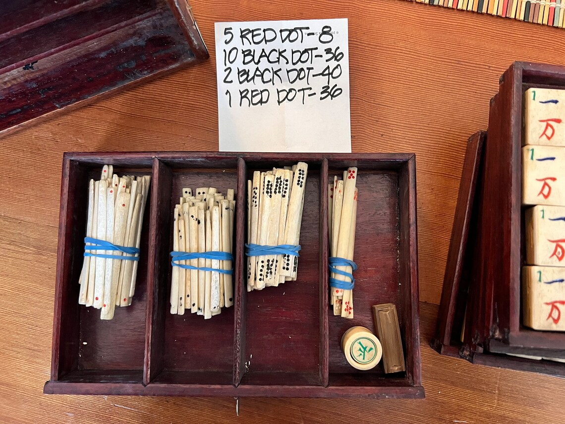 5 Drawer Wooden Box Mahjong Set With Bone and Bamboo Tiles - Etsy