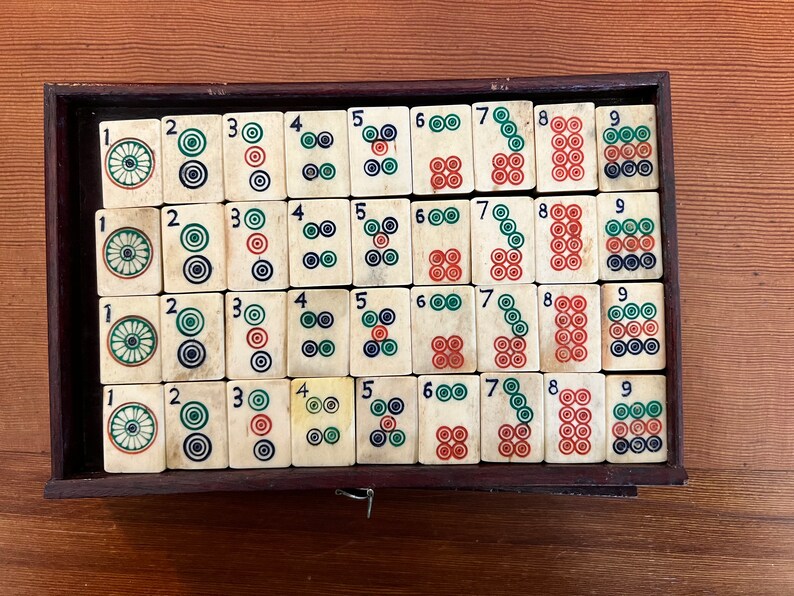 5 Drawer Wooden Box Mahjong Set With Bone and Bamboo Tiles - Etsy