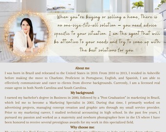 About Me Realtor, About Me Page, Real Estate Bio, About Me Template ...