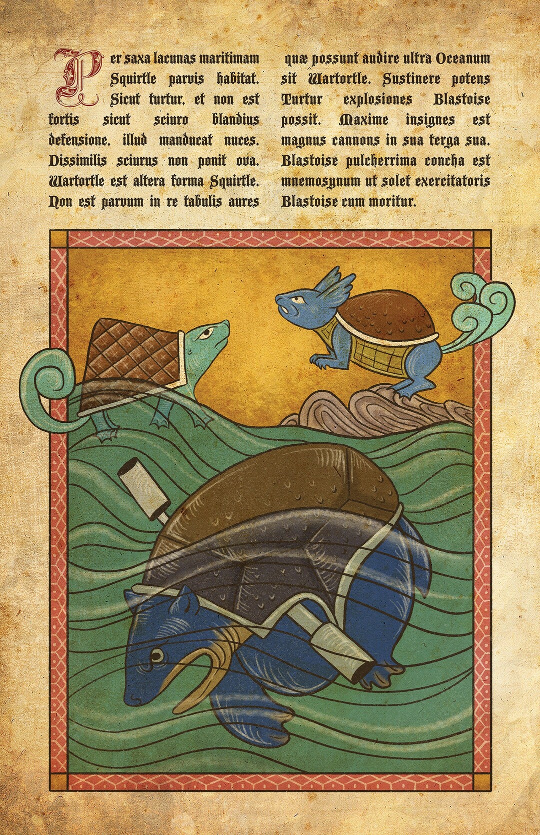 Medieval Pokemon Print 11x17 Squirtle Wartortle & Blastoise - Etsy
