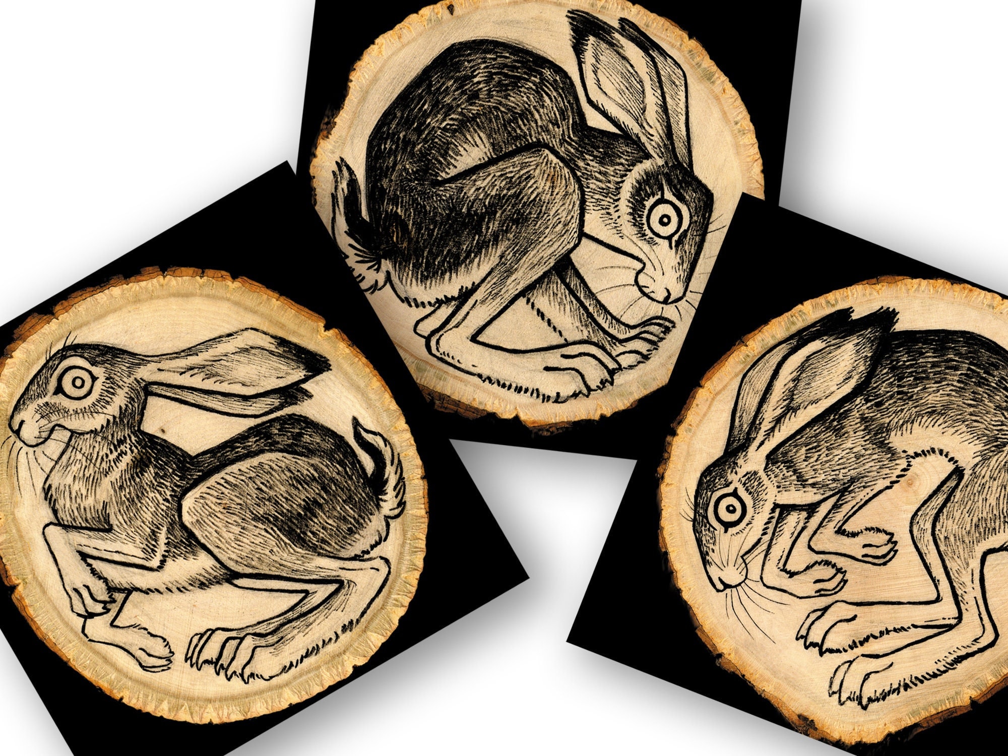 Wild Hares Wood Folk Art Prints 11x11 or 5x5 Buy 2 Get 1 - Etsy