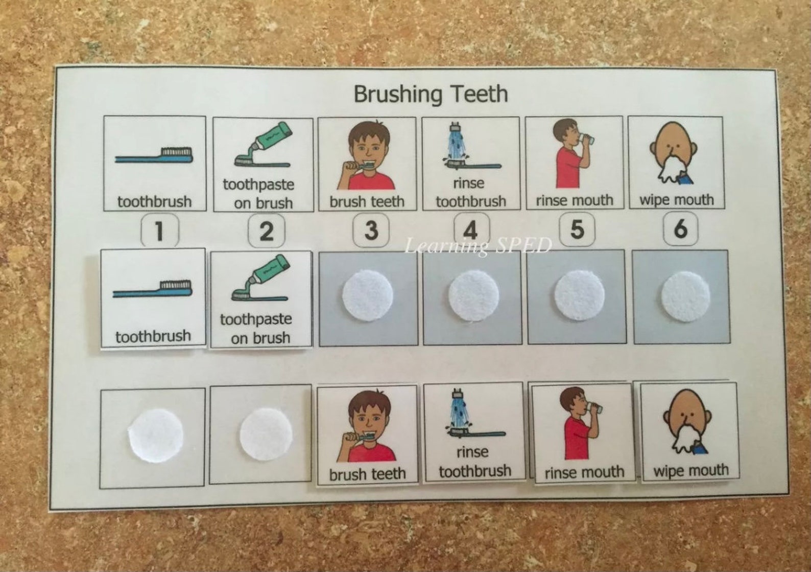 Brushing Teeth Sequence Chart Visual Aid Pec System Autism Aid | Etsy