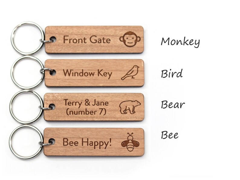 Personalised Wooden Animal Key Rings Solid Wooden Engraved - Etsy UK