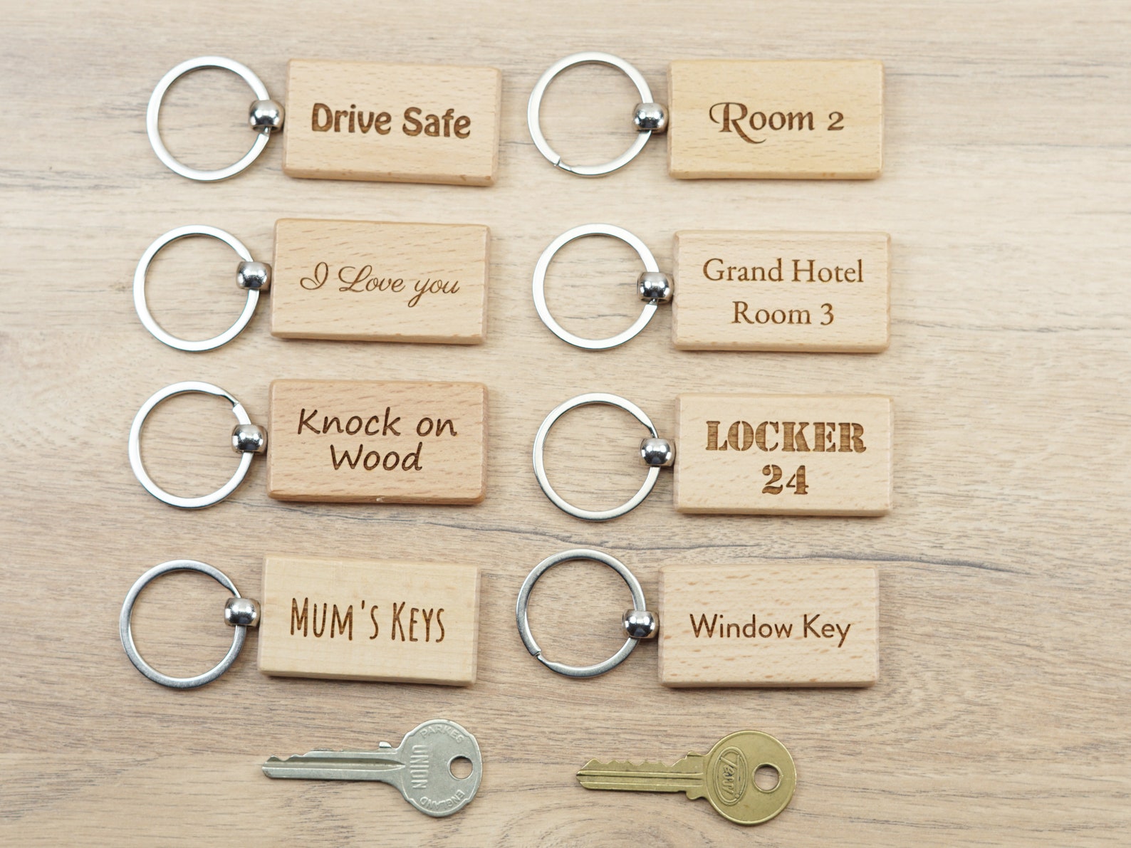 Personalised Wooden Keyring - Solid Wood Custom Engraved Key Ring - Etsy UK