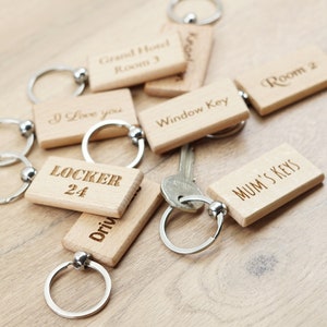Personalised Wooden Keyring - Solid Wood Custom Engraved Key Ring - Etsy UK