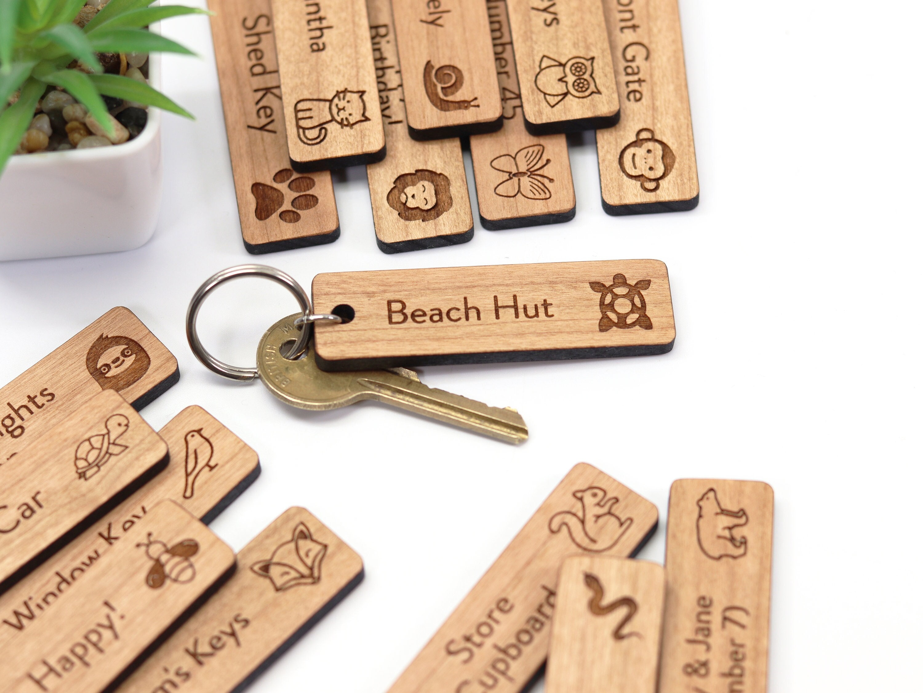 Personalised Wooden Animal Key Rings Solid Wooden Engraved - Etsy UK